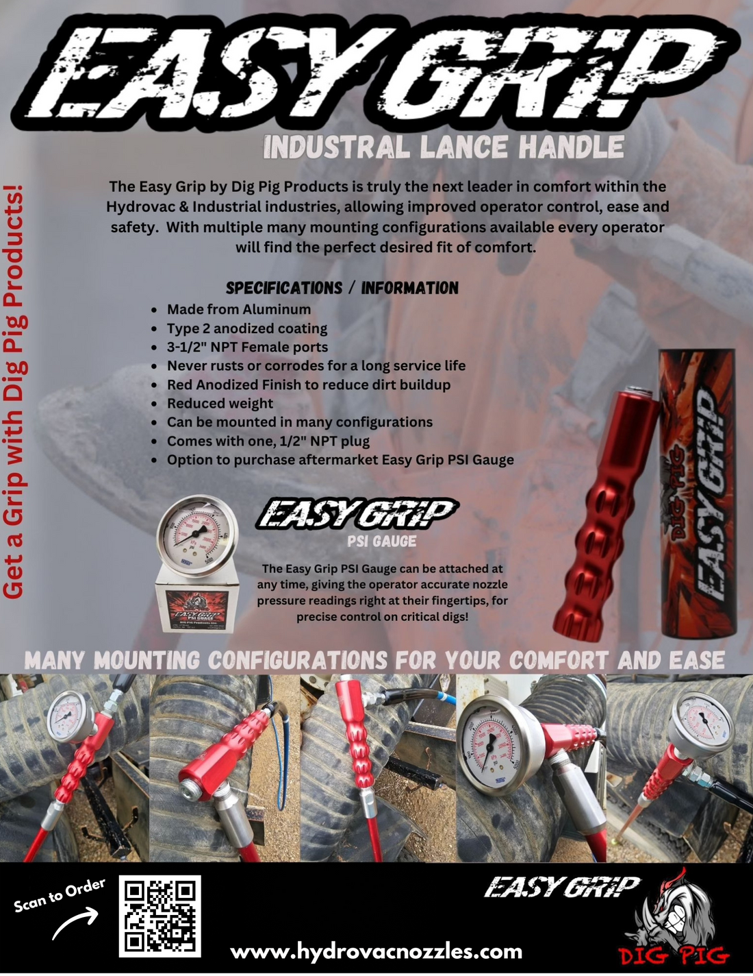 Easy Grip Handle Pressure Gauge – Sewer Gear Guru